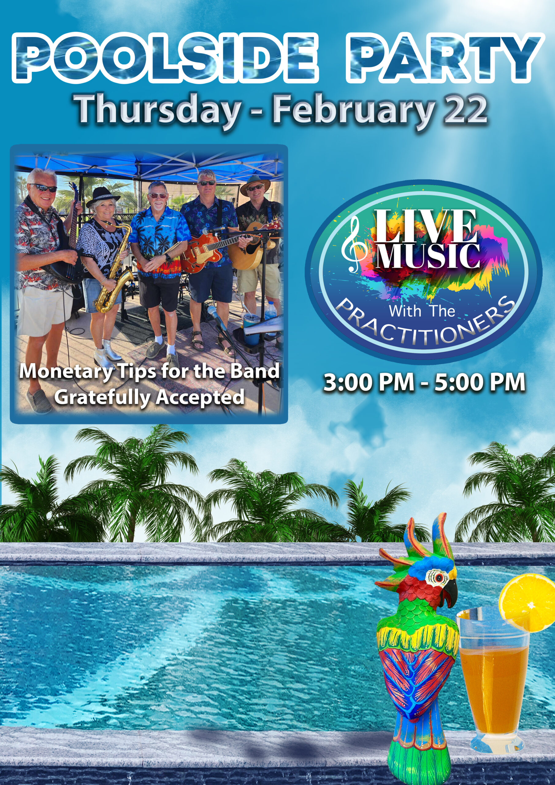 Poolside Party with the Practitioners » The Palms RV Resort